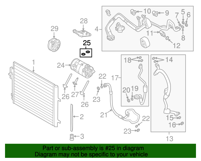 LR017931 - Compressor Assembly Seal Kit 2013-2015 Land Rover LR2 | Land ...