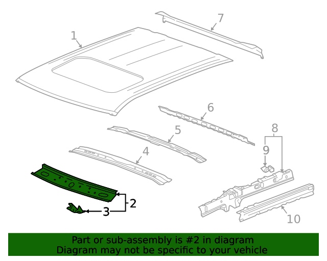 2019-2024 GM Roof Front Header Panel 84804898 GM | GMPartsDirect.com