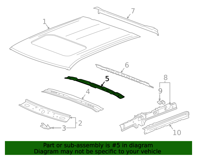 2019-2022 GM Roof Panel Number 2 Bow 23381612 | TascaParts.com