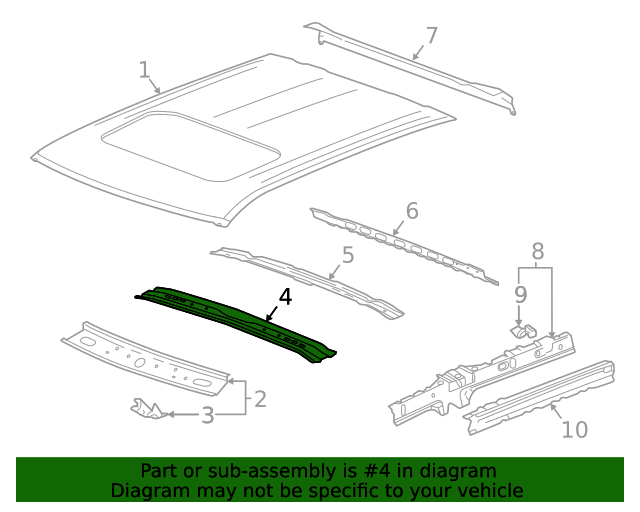 2019-2023 GM Roof Panel Number 1 Bow 23409216 | GMPartsDirect.com