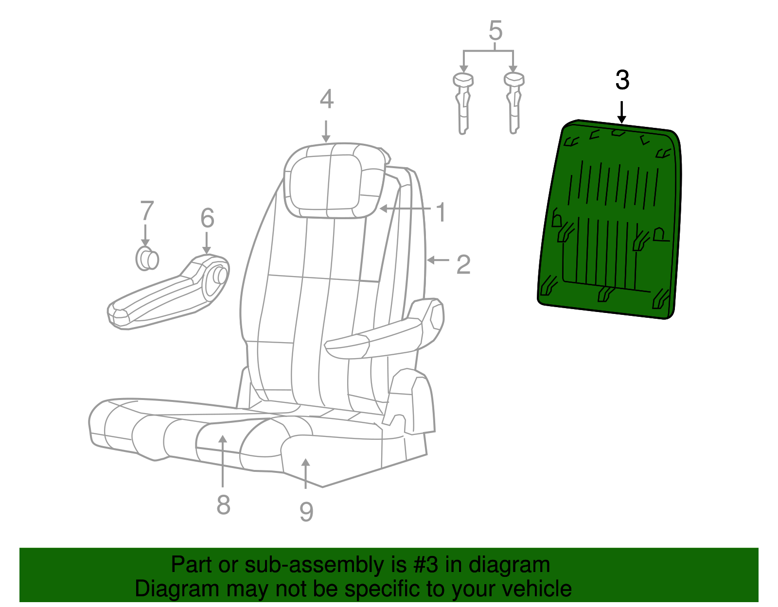 2009-2010 Volkswagen Routan Seat Back Panel 7B0-883-969-DK5 | OEM VW ...