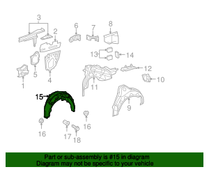 2010-2015 Lexus Quarter Panel Splash Shield 65638-53020 | OEM Parts Online
