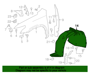 2018-2023 Chevrolet Traverse Front Passenger Side Wheelhouse Liner ...