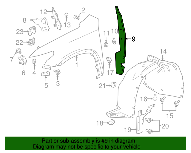 2018-2023 Chevrolet Traverse Front Fender Insulator 84205520 GM ...