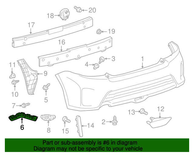 52575-21040 - Bumper Cover Bracket (Right, Rear) 2011-2016 Scion tC ...