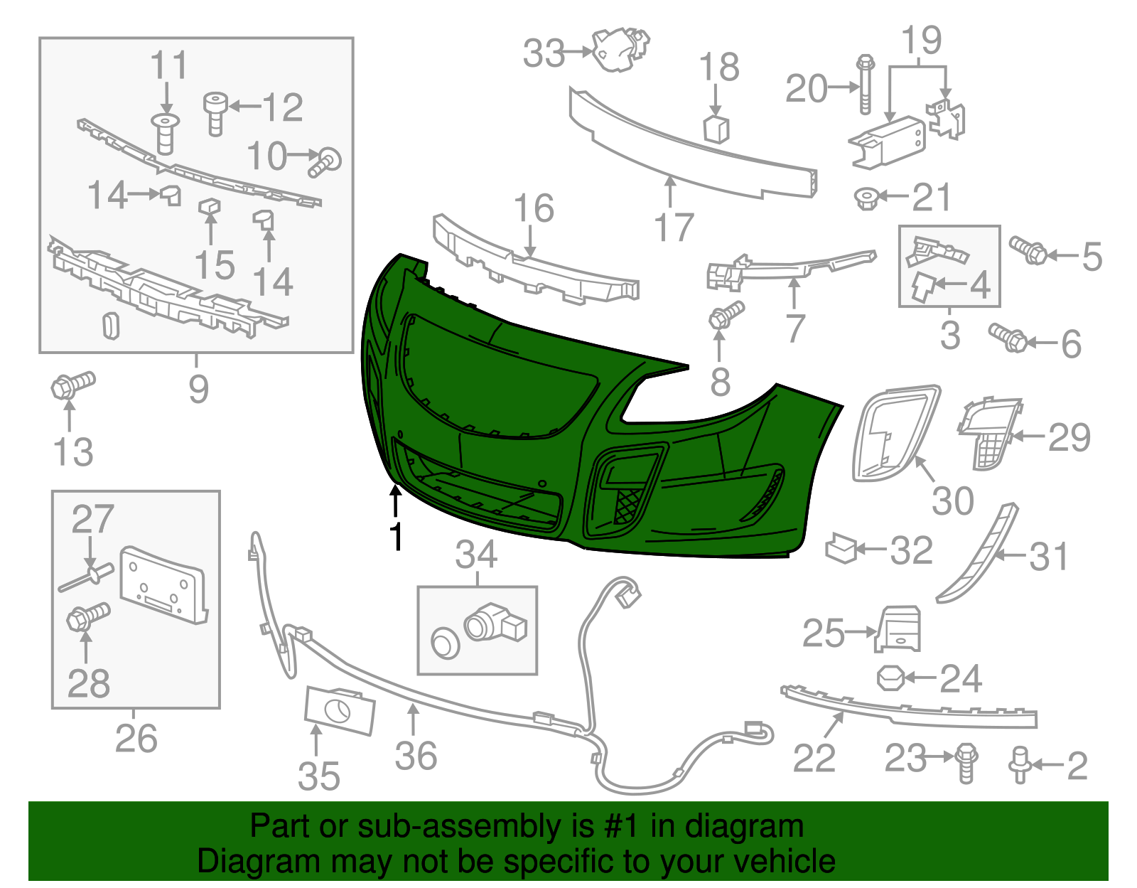 2012-2014 Buick Regal Front Bumper Cover 22741024 GM | GMPartsDirect.com