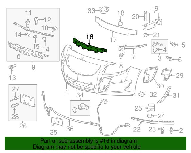 2012-2013 Buick Regal Front Lower Bumper Fascia Energy Absorber ...