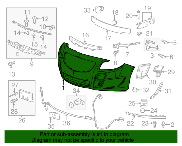 2015-2017 Buick Regal Front Bumper Cover 13399053 | OEM Parts Online