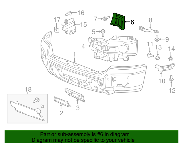 2015-2019 GM Passenger Side Front Bumper Impact Bar Bracket 22774467 GM ...