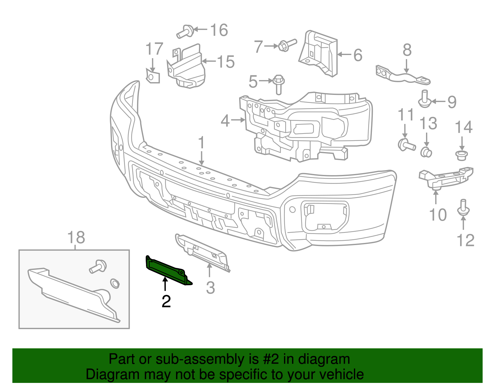 2015-2019 GMC Front Bumper Fascia Center Support Bracket 23178914 | OEM ...