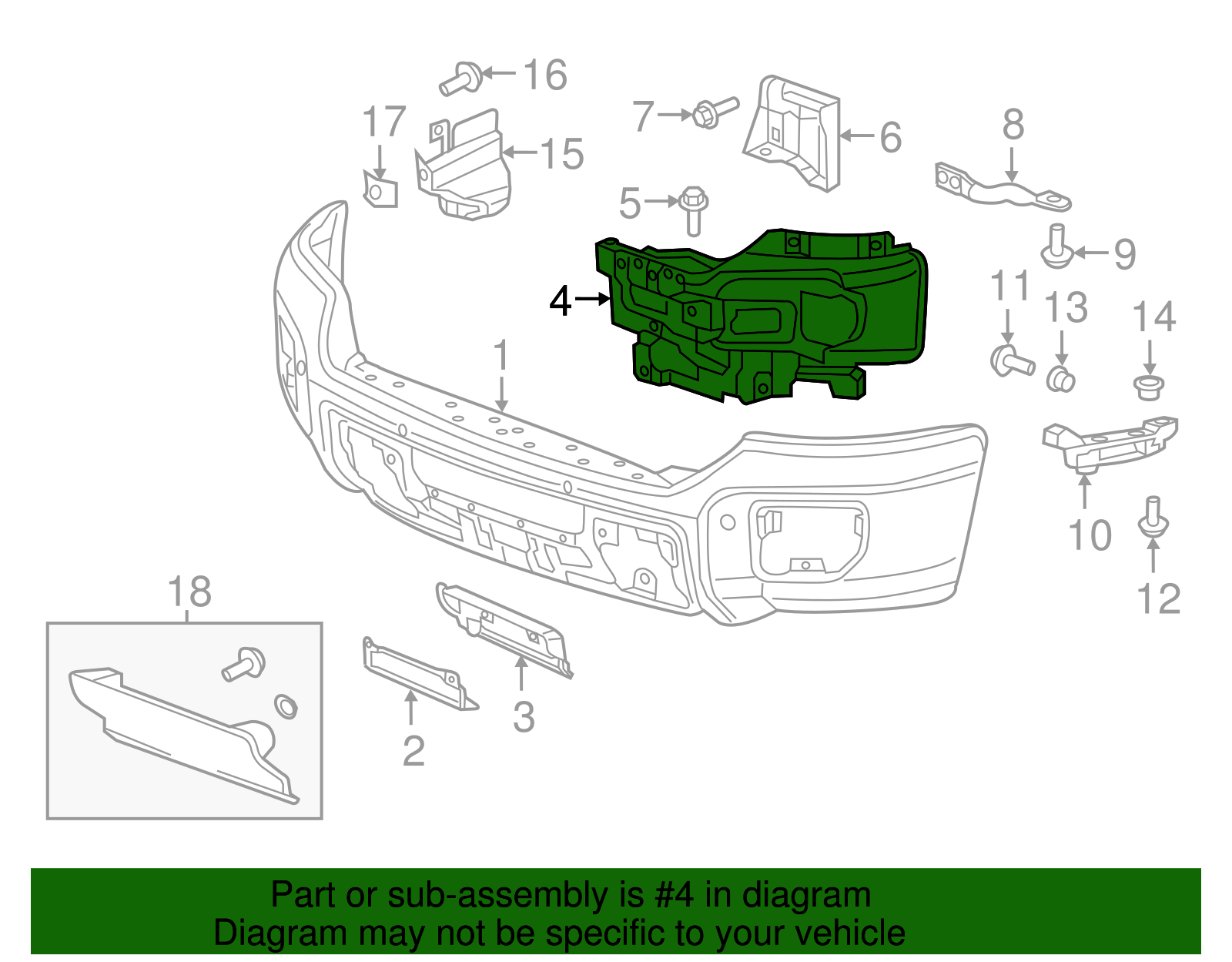 2015-2019 GMC Passenger Side Front Bumper Impact Bar Bracket 23178909 ...