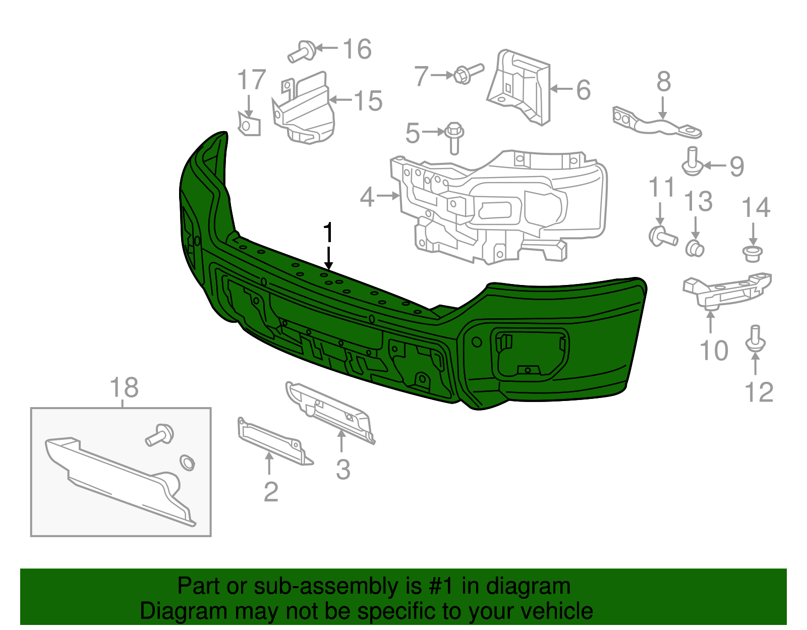 2015-2019 GMC Front Bumper Impact Bar 84089436 GM | GMPartsDirect.com