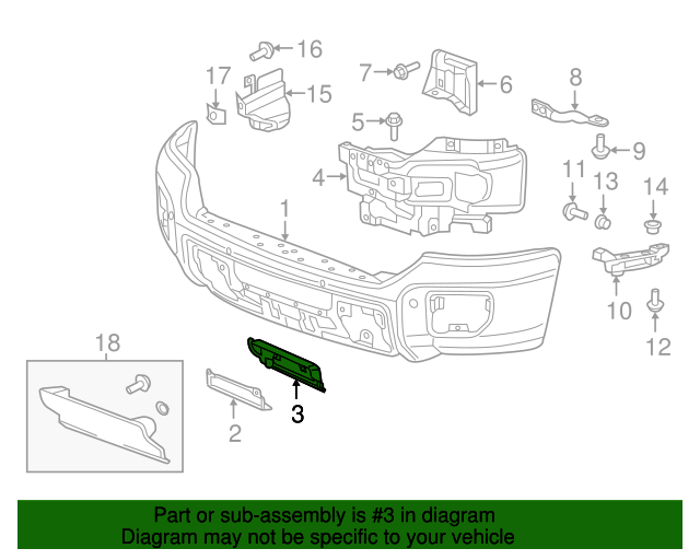 2015-2019 GMC Front Bumper Fascia Center Support Bracket 23178913 GM ...
