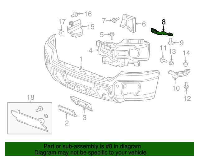 2015-2019 GM Passenger Side Front Bumper Fascia Support Brace 22774471 ...
