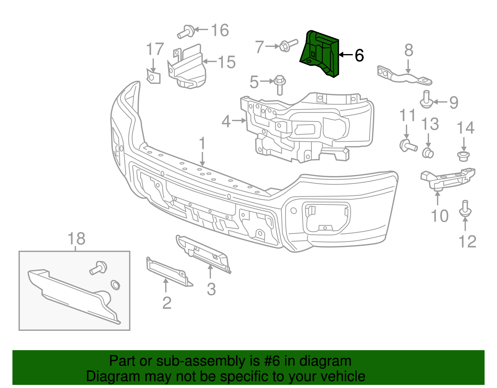 22774467 - Passenger Side Front Bumper Impact Bar Bracket 2015-2019 GM ...