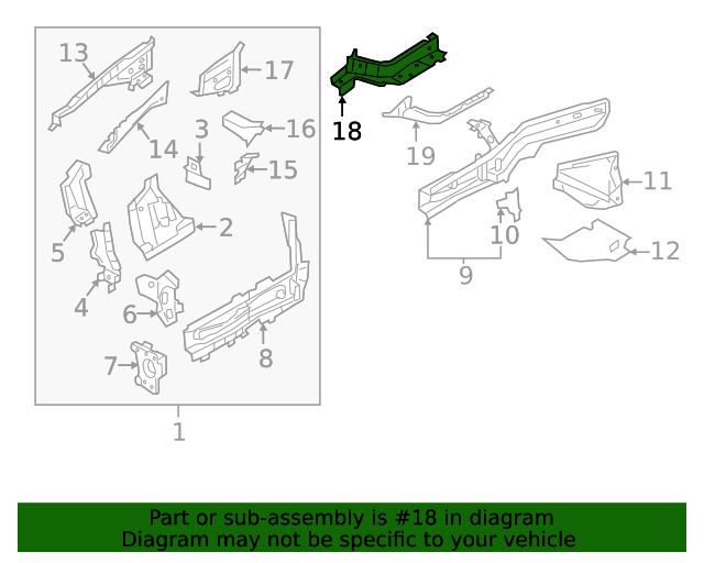 2021-2023 Volvo Fender Rail Reinforcement 32348599 | TascaParts.com