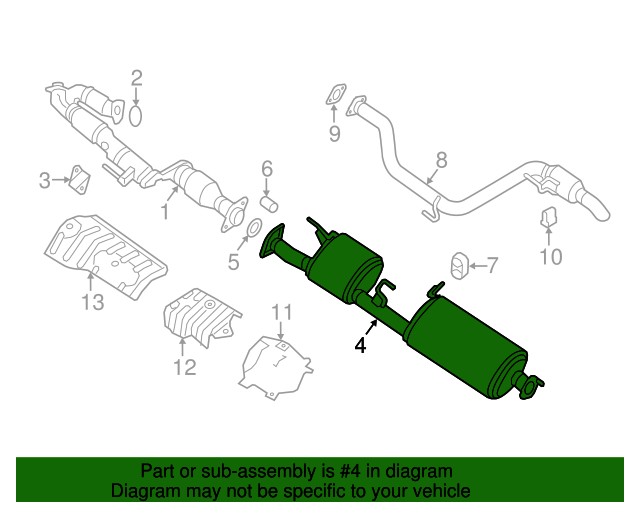 2014-2015 Nissan Pathfinder Muffler & Pipe 20100-3JV0A | OEM Parts Online