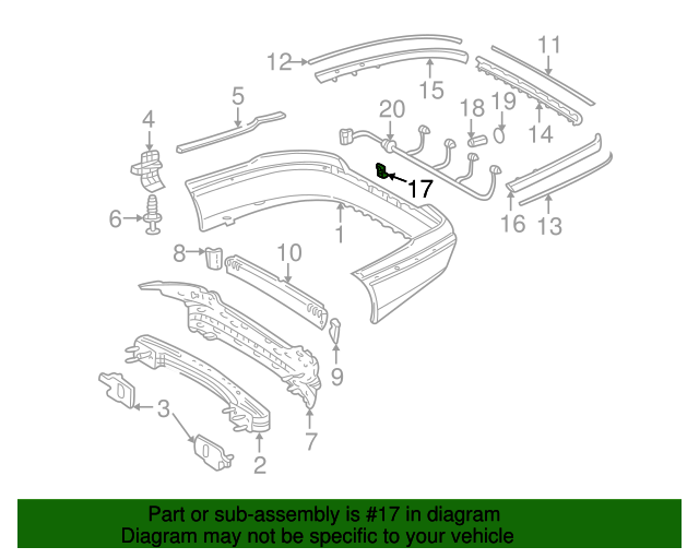 215-885-05-22-9999 - Bumper Joint Cover 2000-2006 Mercedes-Benz ...