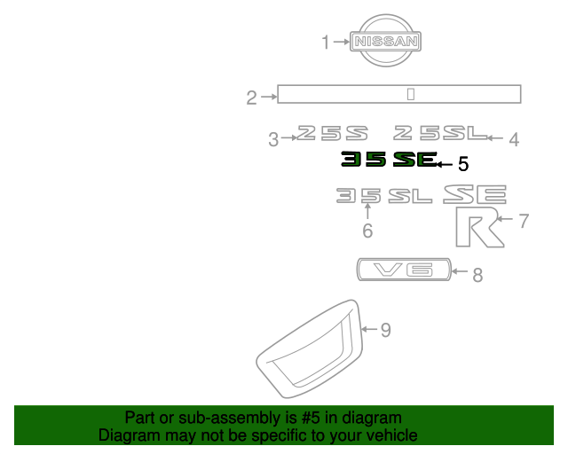 2002-2006 Nissan Altima Nameplate 84896-8J003 | TascaParts.com
