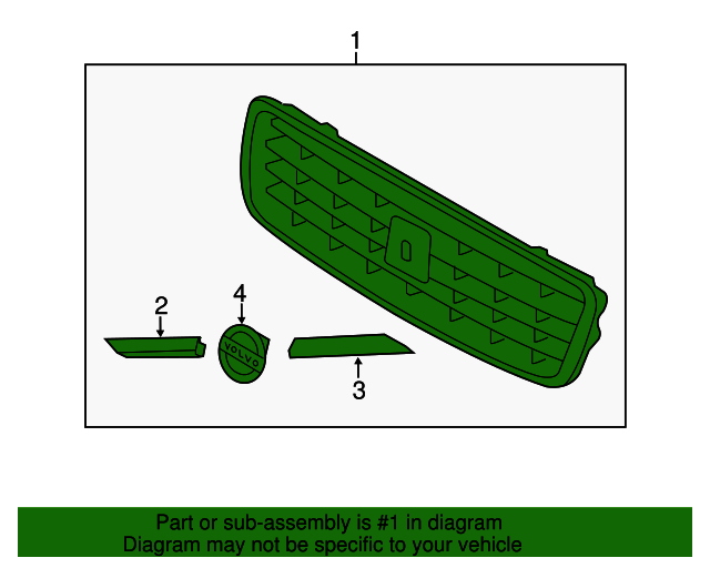 30756993 - Grille Assembly - 2010-2013 Volvo S80 | Volvo OEM Parts Direct