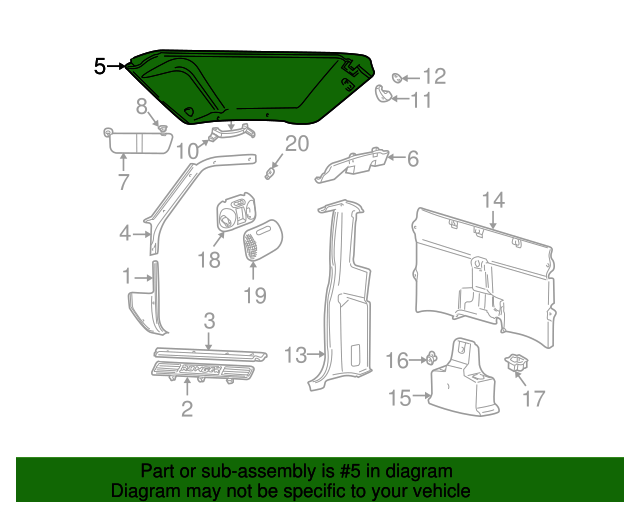 1998-1999 Ford Ranger Headliner F87Z1351944AAD | QuirkParts