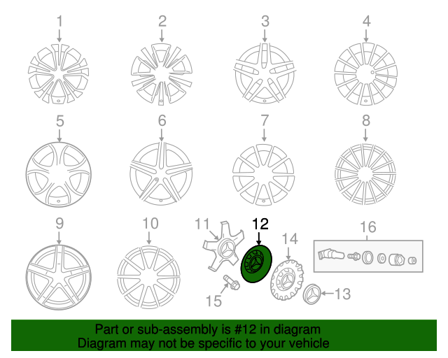 2015-2017 Mercedes-Benz Center Cap 222-400-08-00-9283 | MB Parts Center