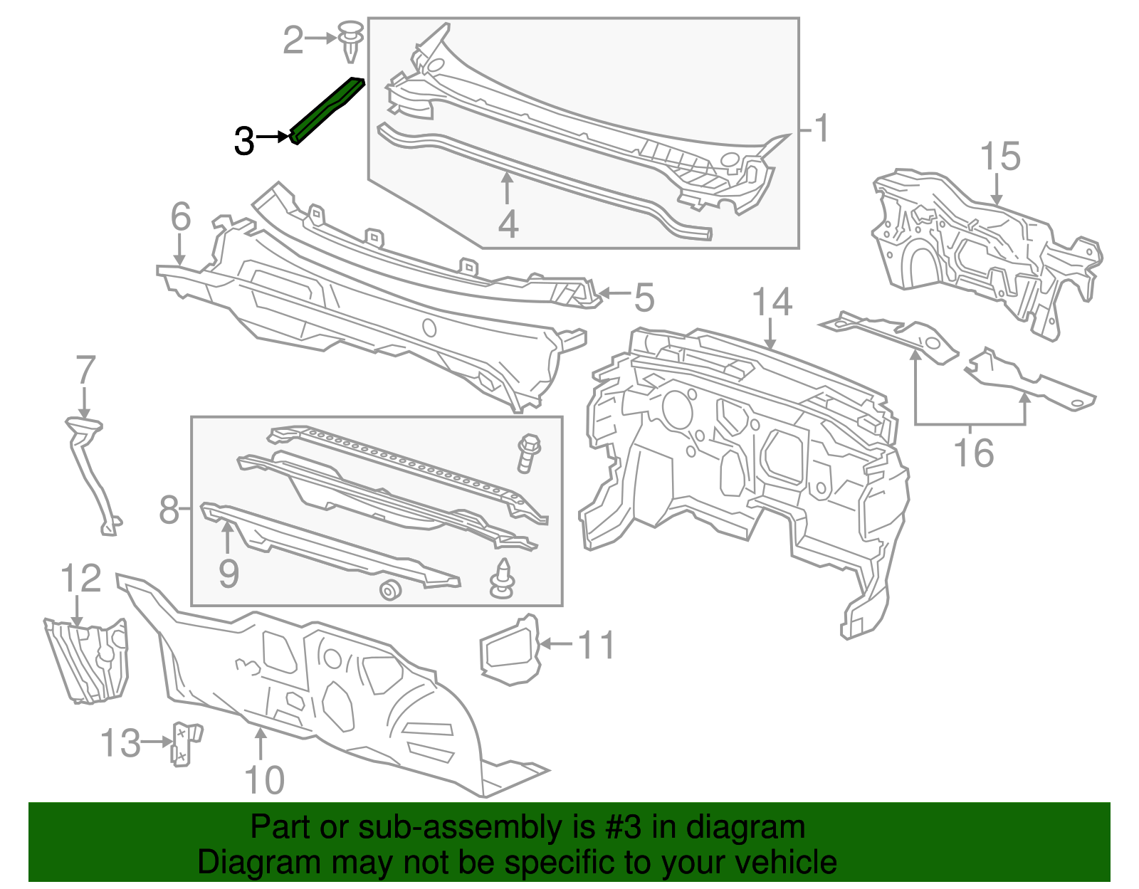 22874372 - Driver Side Air Inlet Grille Panel Extension 2011-2015 ...