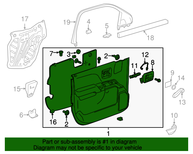 84354264 - Jet Black Driver Side Door Interior Trim Panel 2014-2019 GM ...