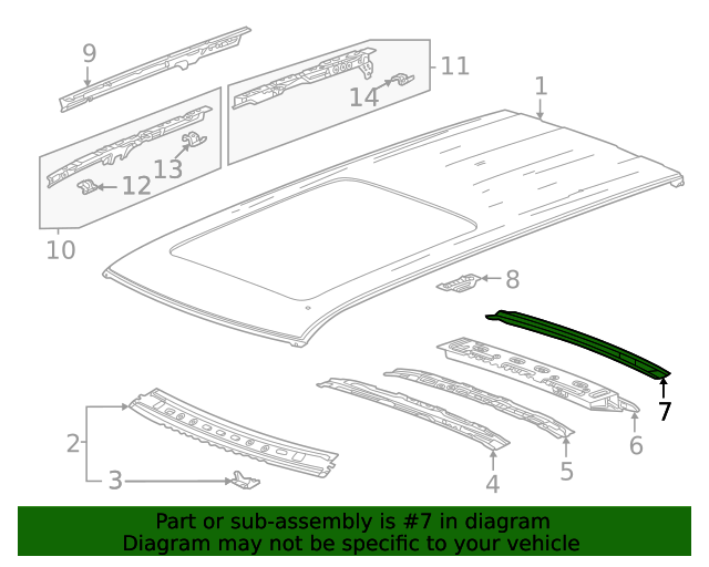 2021-2024 GM Roof Rear Header Panel 84607789 GM | GMPartsDirect.com