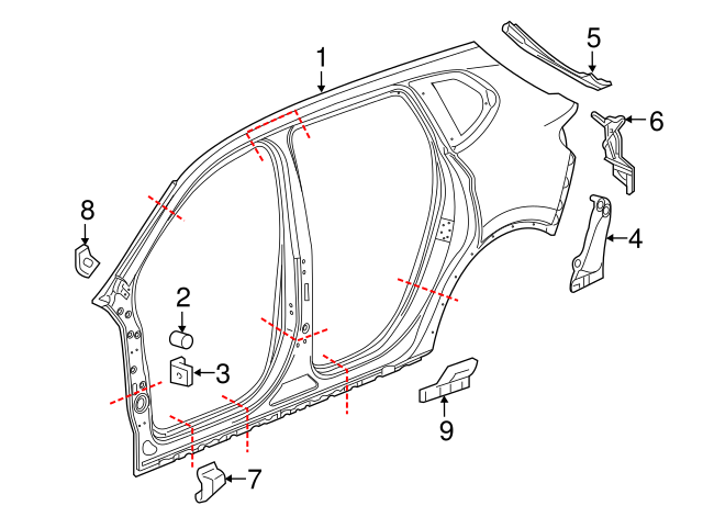 23484177 GM Passenger Side Body Side Outer Panel Rear Lower Extension ...