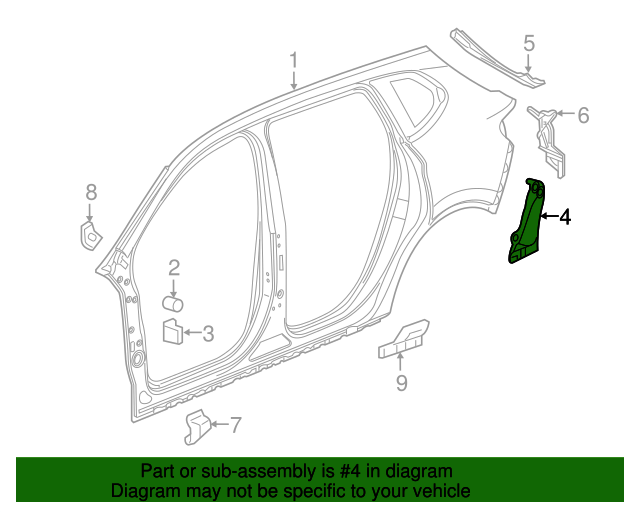 23484177 GM Passenger Side Body Side Outer Panel Rear Lower Extension ...