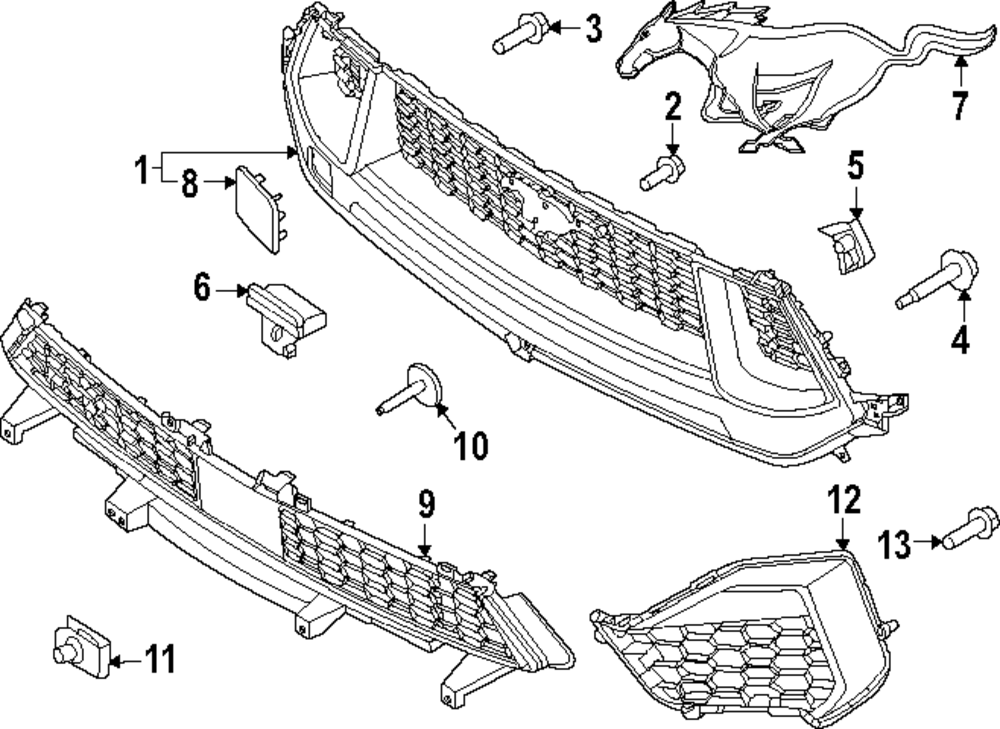 2024 Ford Mustang Upper Grille PR3Z-8200-CAPTM | OEM Parts Online