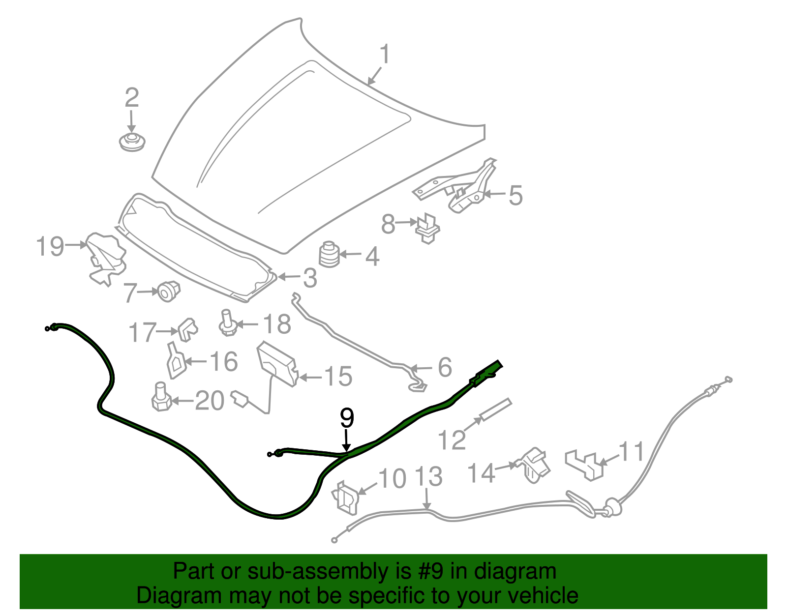 2009-2020 Nissan 370Z Release Cable 65620-1EA1A | QuirkParts