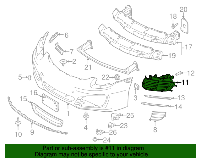 2013-2016 Porsche Boxster Outer Grille 981-505-563-00-1E0 | Porsche Marin