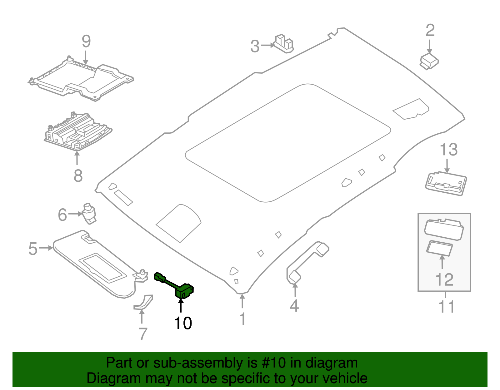 2018-2024 Nissan Murano Sunroof Switch 25450-9UF0B | Bill Kay Nissan Parts