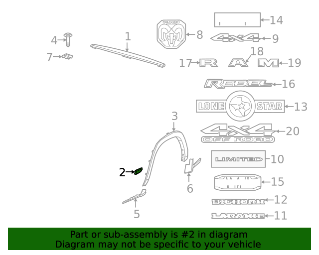 5VF92KFPAC - Lift-Gate Handle - 2017-2020 Jeep Compass | Mopar Parts Canada