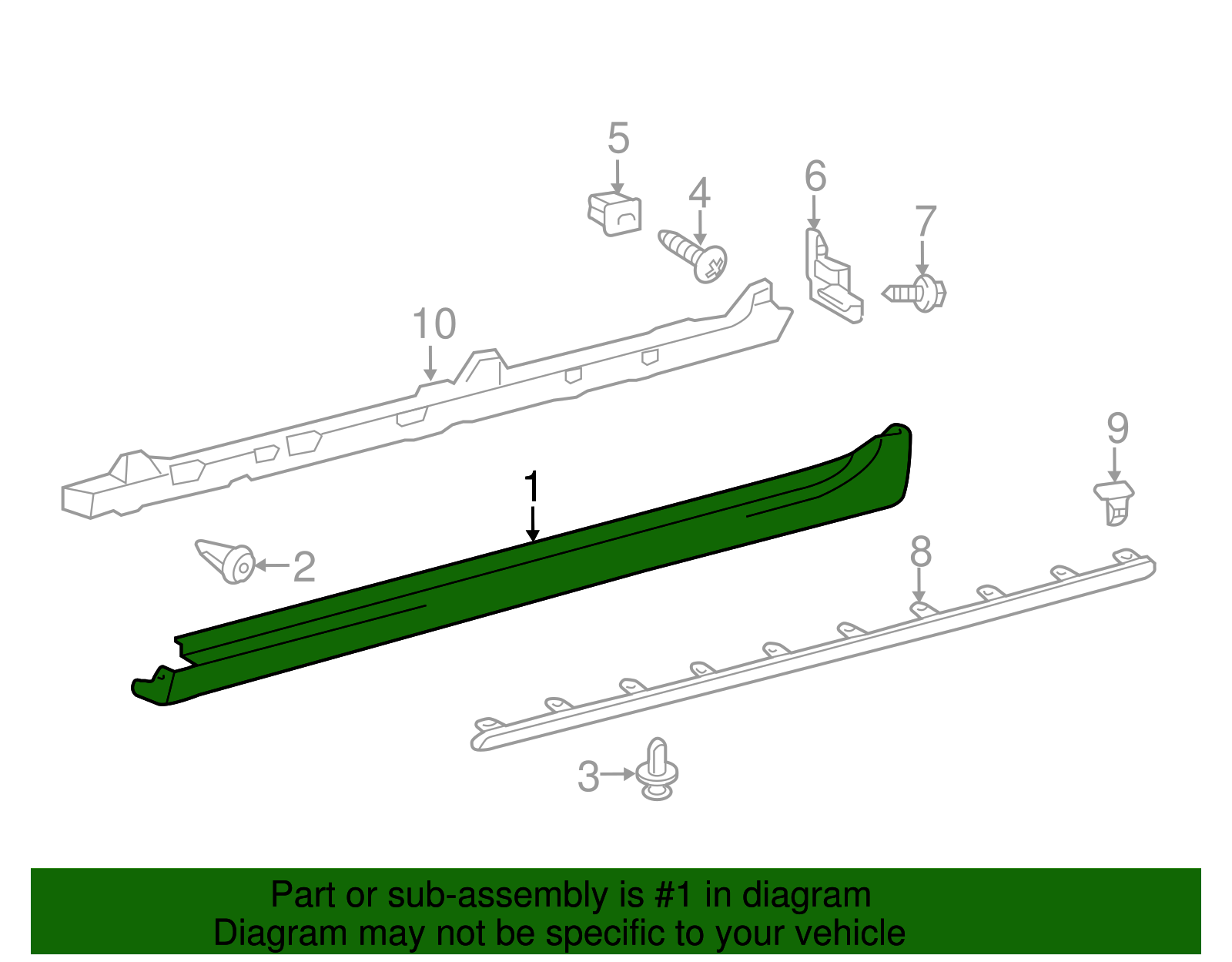 2012-2014 Toyota Camry Rocker Panel Guard 75857-06060 | Toyota Parts Center