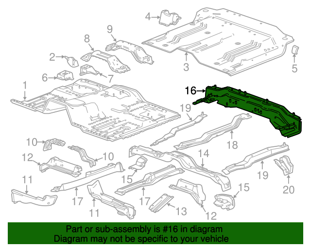 2014-2019 GM Underbody Number 3 Cross Sill 84351663 | GMPartsDirect.com