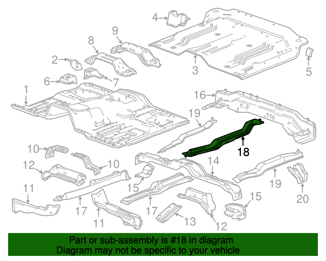 20902698 - Rear Floor Panel Reinforcement 2007-2019 GM ...
