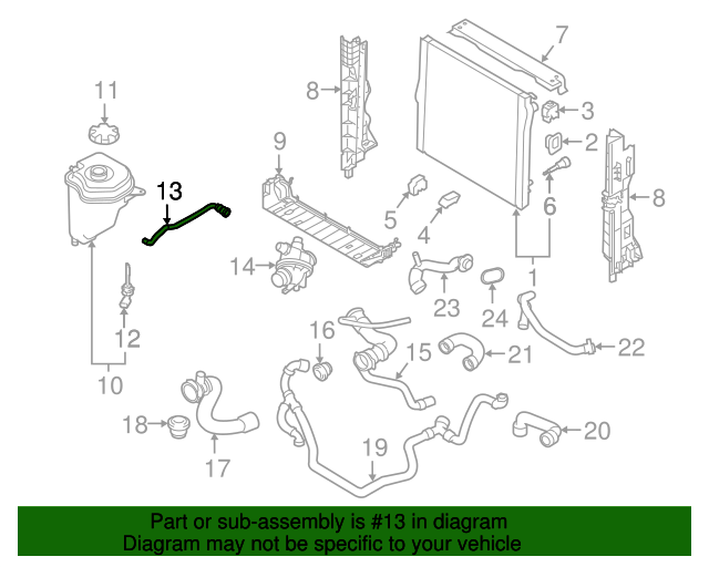 2007-2019 BMW Engine Coolant Overflow Hose 17-12-7-536-235 ...