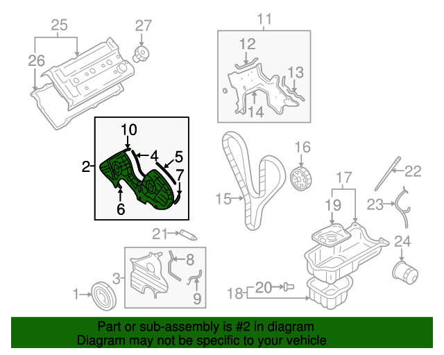 21360-37501 - Engine Timing Cover - 2001-2010 Kia | Kia Auto Parts