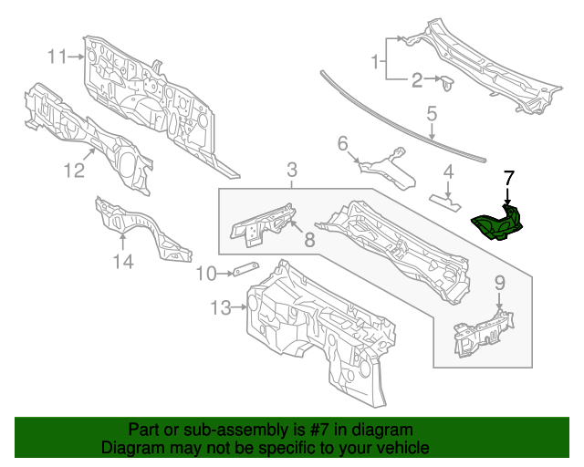 2006-2015 Lexus Cowl Top Panel Brace 55716-53040 | LexusOfKendall