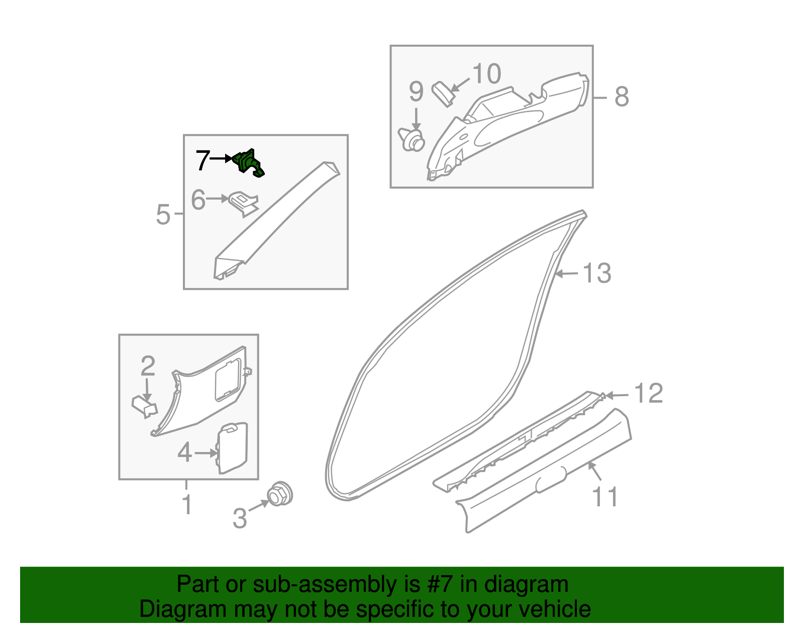2008-2025 Nissan Windshield Pillar Trim Retainer 76988-JM00A | Hoffman ...