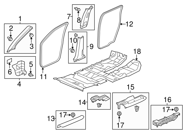 91560-TX4-A01 - Lower Center Pillar Trim Clip 2013-2024 Honda | Honda ...