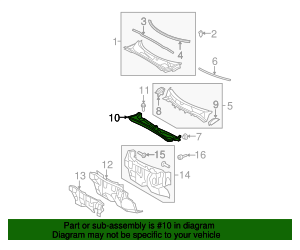 Genuine Toyota Cowl Grille Panel part# 55701-48103 for 2008-2013 Toyota ...