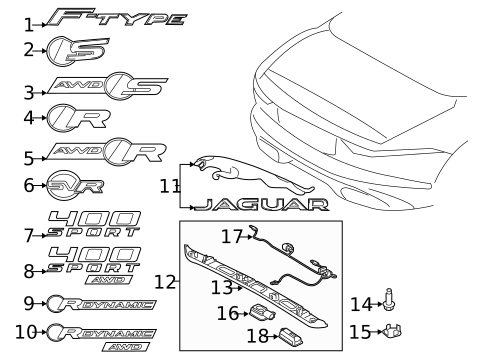Exterior Trim - Trunk for 2017 Jaguar F-Type | Haper Jaguar Parts