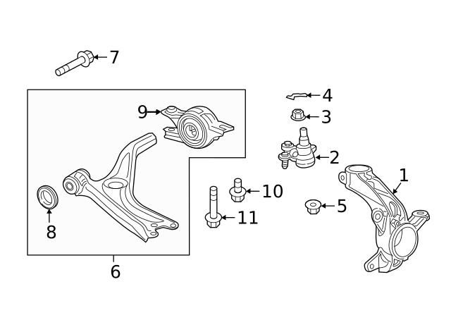 51360-TBA-A11 - Lower Control Arm 2016-2021 Honda Civic | Honda Parts ...