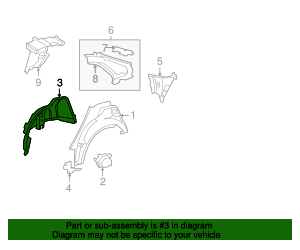 2009-2010 Toyota Corolla Inner Wheelhouse 61608-12B70 | Toyota Parts Center