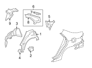 2009-2010 Toyota Corolla Inner Wheelhouse 61608-12B70 | Toyota Parts Center