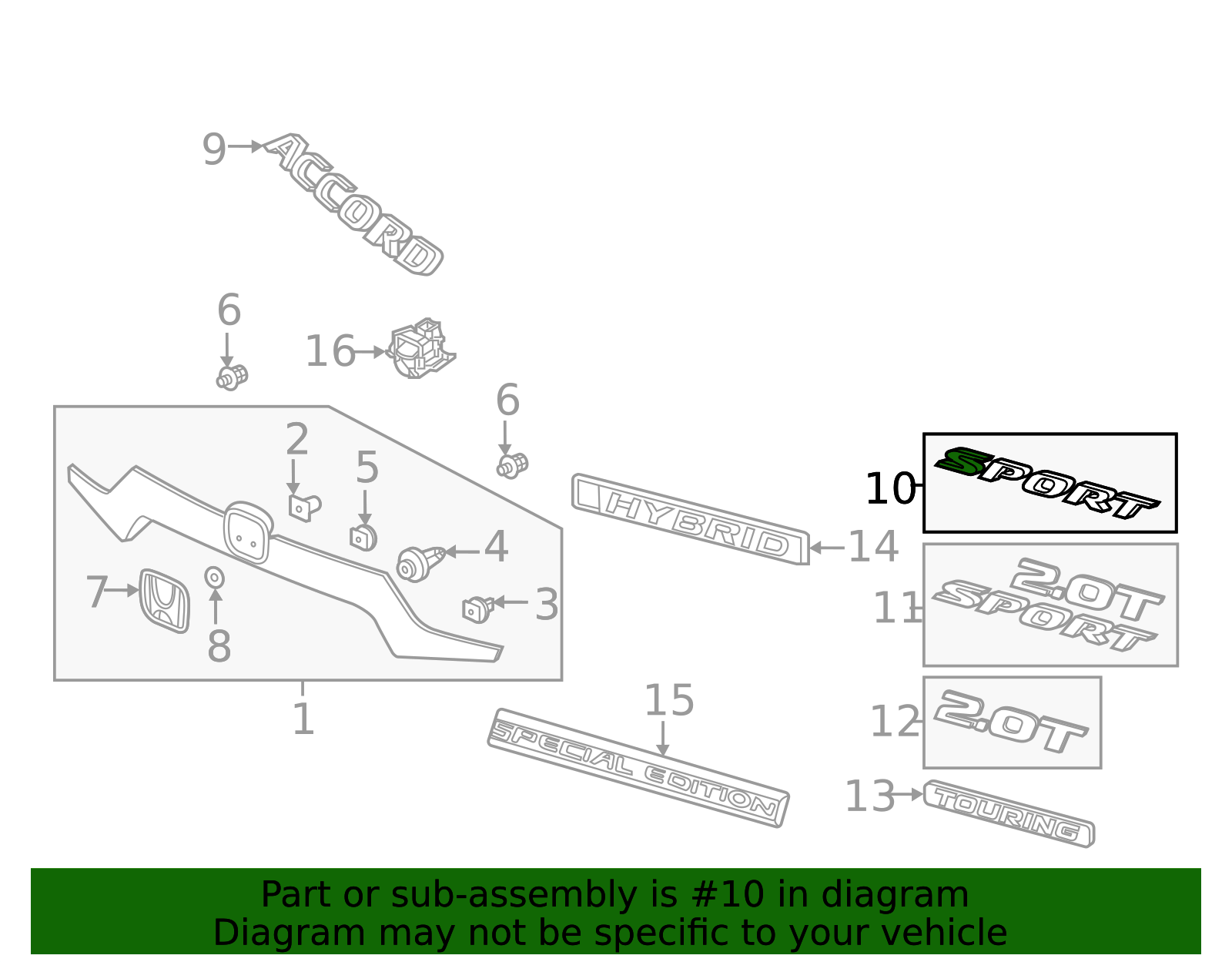 75752-TVA-A01 - 2018-2025 Honda - Emblem Rear (Sport) | Honda Parts Cheap